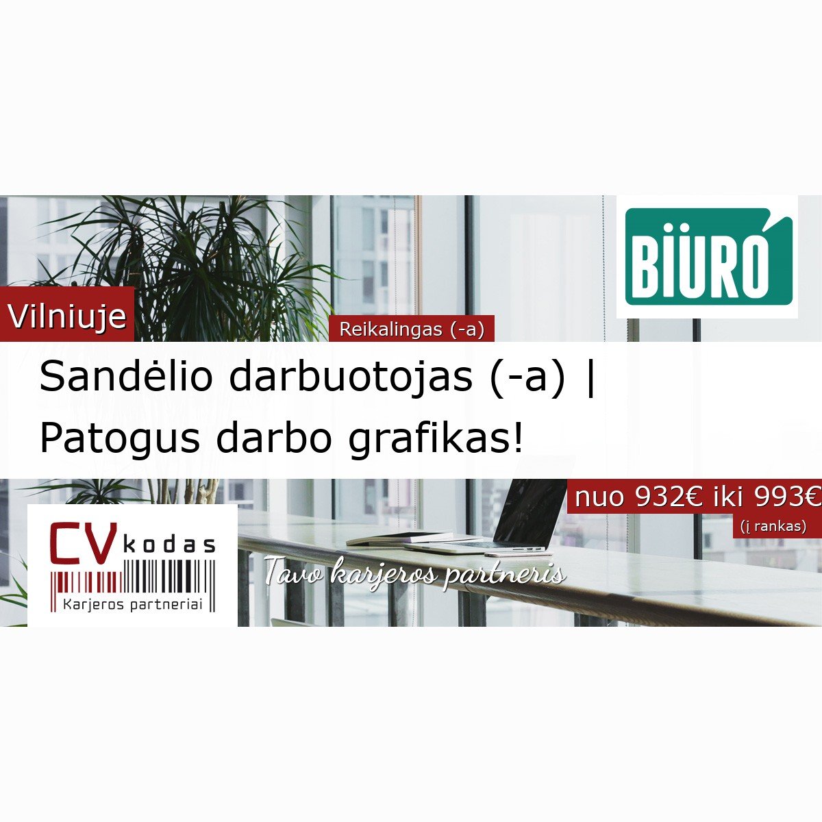Sandėlio darbuotojas (-a) | Patogus darbo grafikas! | cvkodas.lt